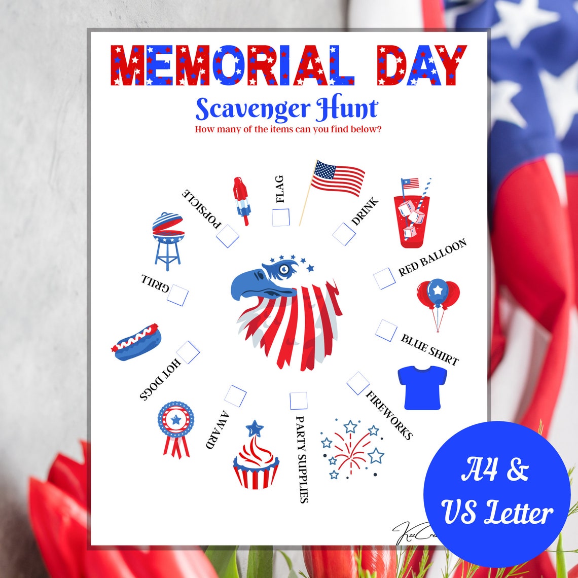 Memorial Day Scavenger Hunt Printable Family Game Game for - Etsy