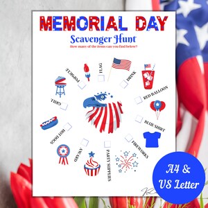 Memorial Day Scavenger Hunt, Printable Family Game, Game for Kids, Game ...