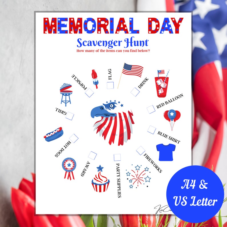 Memorial Day Scavenger Hunt Printable Family Game Game for - Etsy