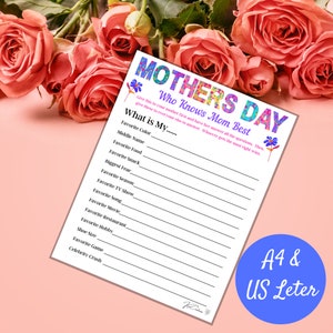 Mother's Day Game Who Knows Mom Best, Family Game, Virtual Party Game ...