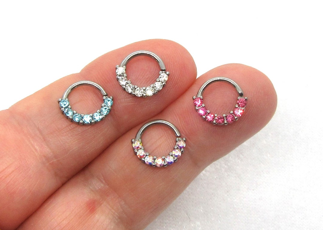 16G CZ Hoop Septum Ring Daith Ring Ear Cartilage Ring 16 Gauge 8mm ...