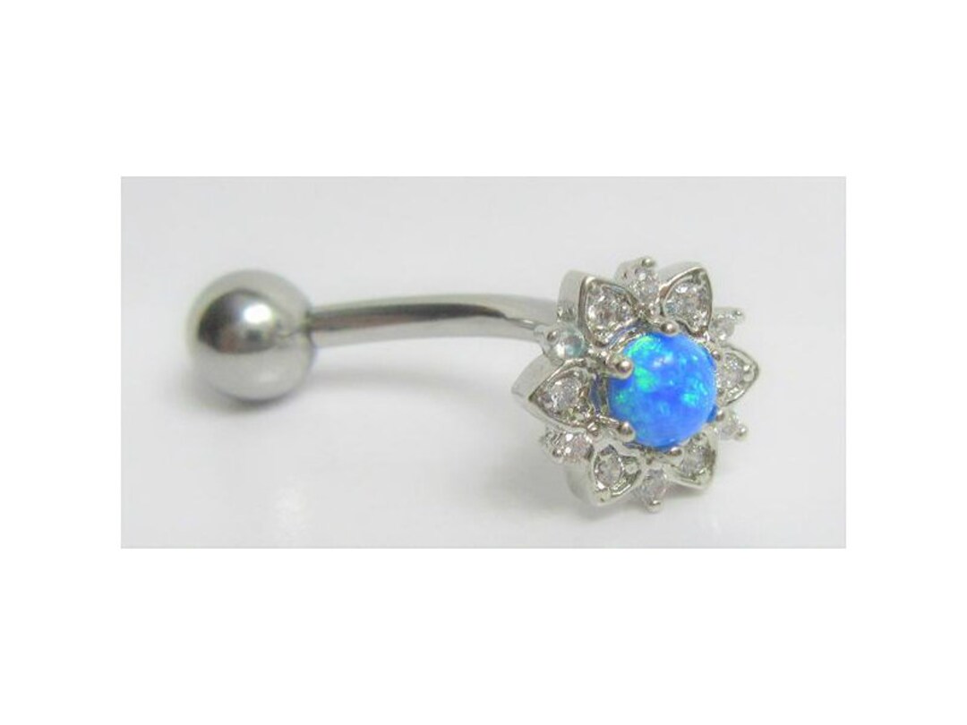 Clitoral Clitorial Clit Hood Bar VCH Vertical Blue Opal Flower ...