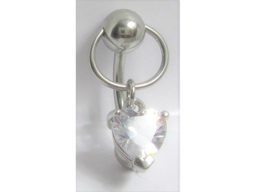 Clitoral Clitorial Clit Hood Bar VCH Vertical Clear Gem Heart Ball ...