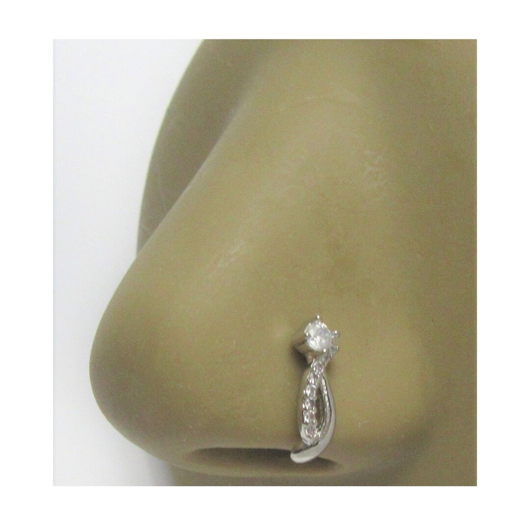 Diamond Clear Crystal Loop Ball End Nose Bone Stud Nose Earrings 20g 20 ...