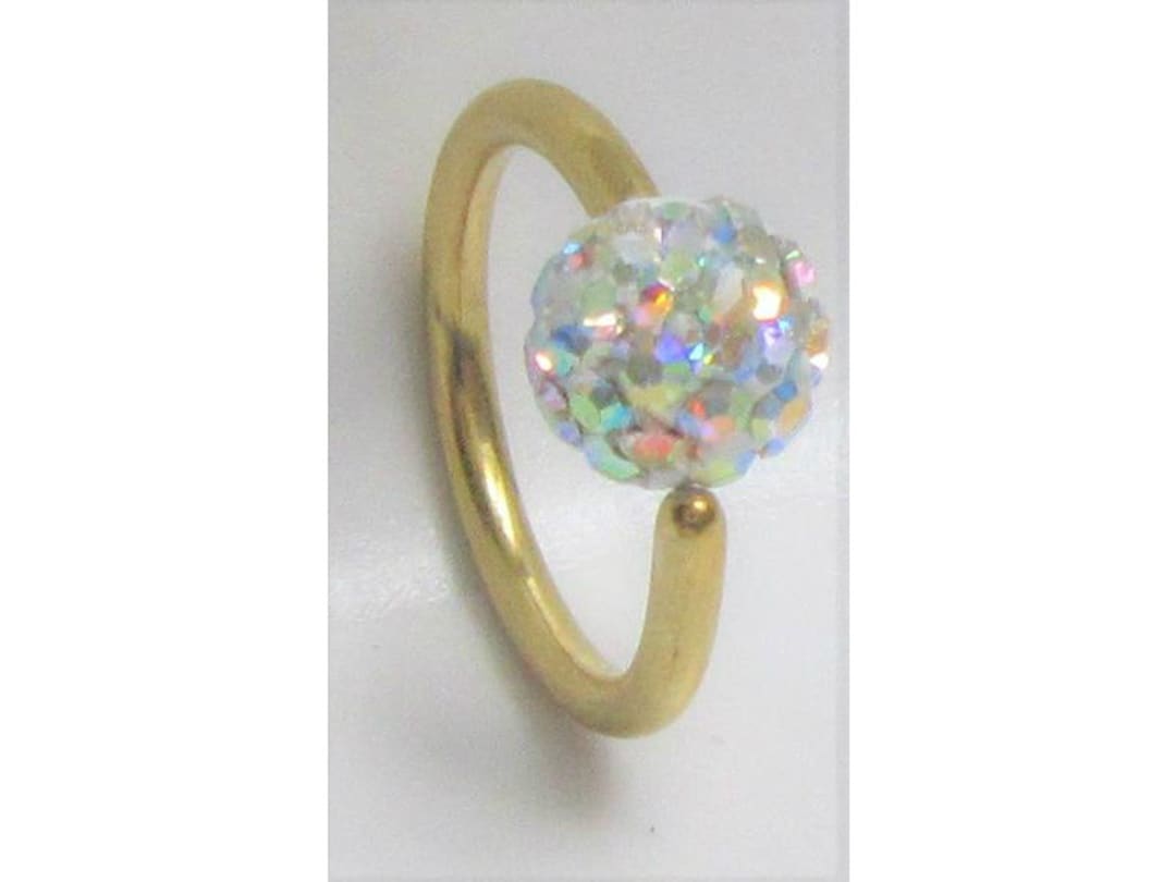 Clitoral Clitorial Clit Hood Bar VCH Vertical 14k Gold Crystal Inner ...