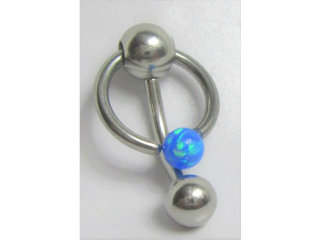 Clitoral Clitorial Clit Hood Bar VCH Vertical Stainless Steel Opal Blue ...