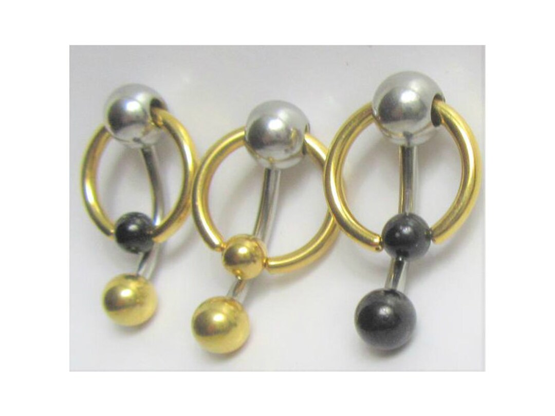 Clitoral Clitorial Clit Hood Bar VCH Vertical Black Gold Hoop Christina VCH Jewelry 14g Intimate ...