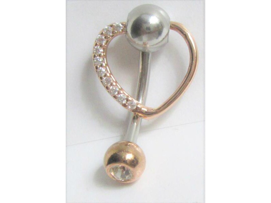 Clitoral Clitorial Clit Hood Bar VCH Vertical Jewelry 2 Tone Rose Gold Silver Hoop VCH 12g Vch ...