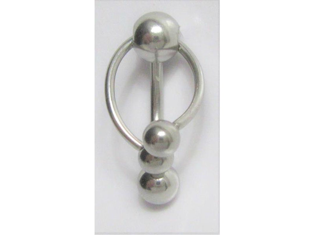 Clitoral Clitorial Clit Hood Bar VCH Vertical Triple Overlapping Balls ...