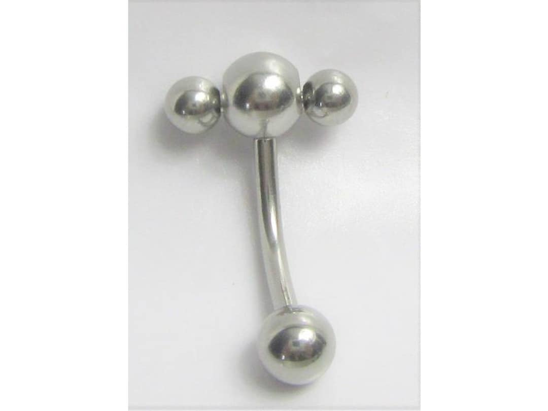 Clitoral Clitorial Clit Hood Bar VCH Vertical Stainless Steel Triple Balls Barbell VCH Ring 14 ...
