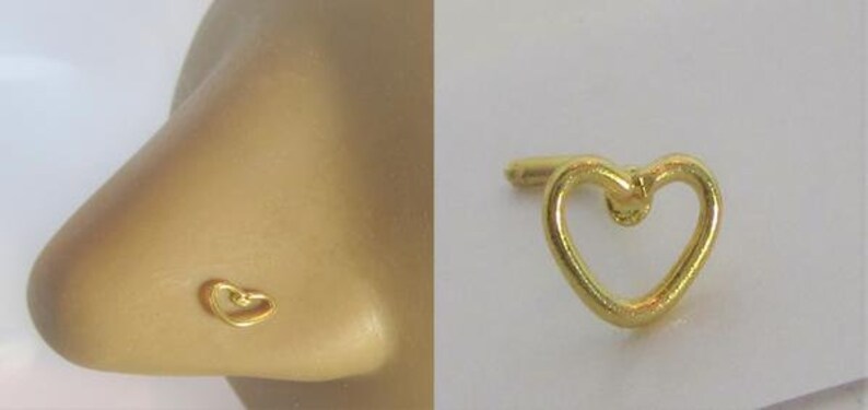Gold Filled Open Heart Nose Stud L Shape Bent Post Pin Jewelry - Etsy