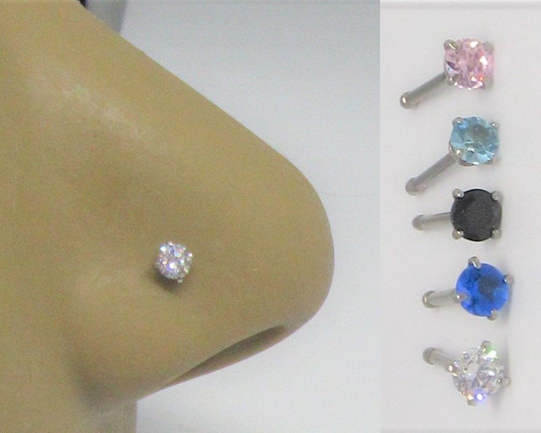 3mm Round Claw Set Pronged Crystal Gem CZ Ball End Nose Bone Stud Nose ...
