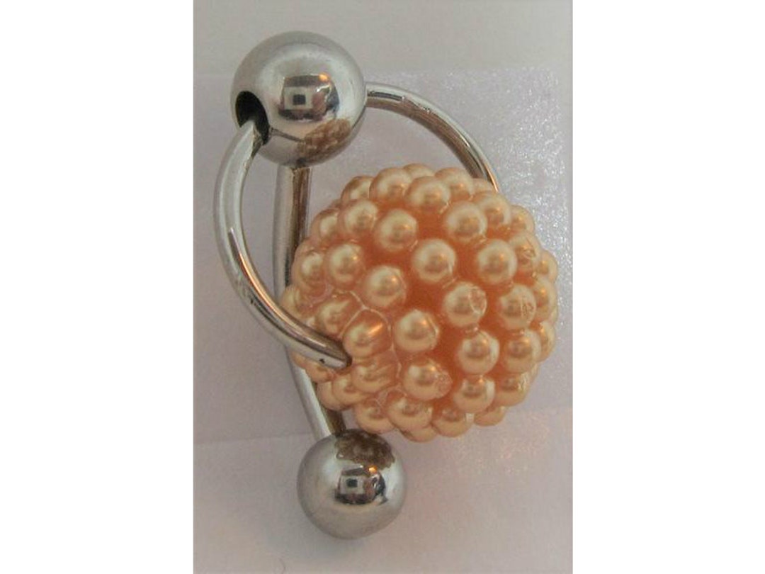 Clitoral Clitorial Clit Hood Bar VCH Vertical Gold Bubble Pearl ...
