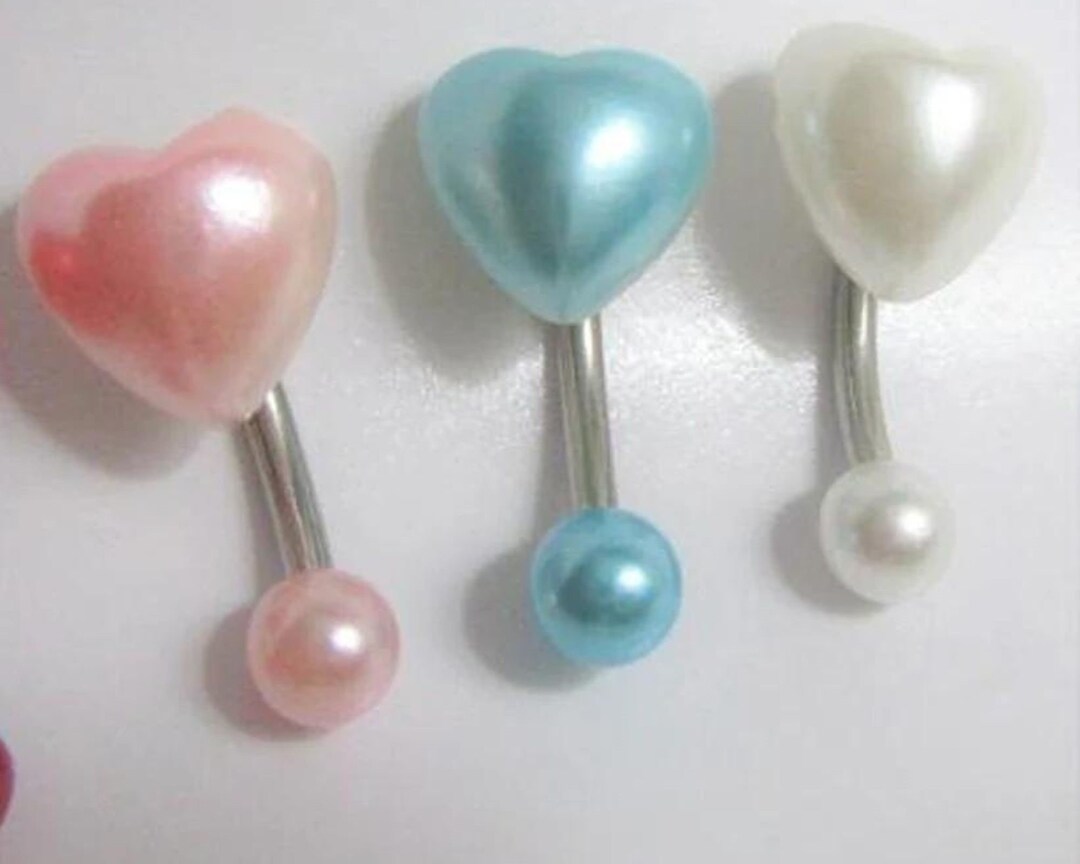Clitoral Clitorial Clit Hood Bar VCH Vertical Faux Pearl Heart Curved ...