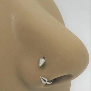 20G Silver Gold Black Double Spike Spiked Nose Hoop Ring Nose Nostril ...
