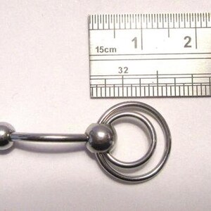 Clítoris Clitorial Clit Hood Bar VCH Acero quirúrgico vertical Doble aro Dangle Barbell VCH Ring ...