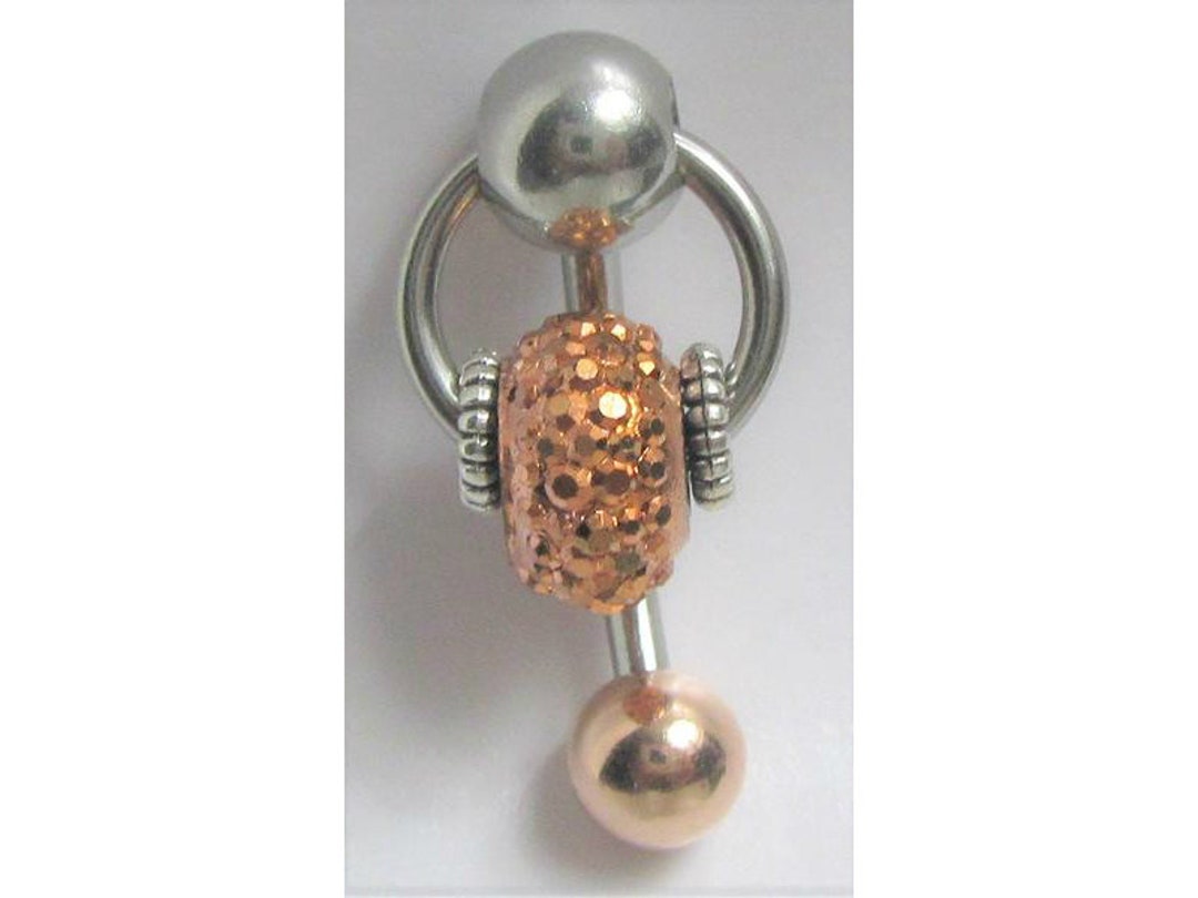 Clitoral Clitorial Clit Hood Bar VCH Vertical Clear Crystal Rose Gold ...