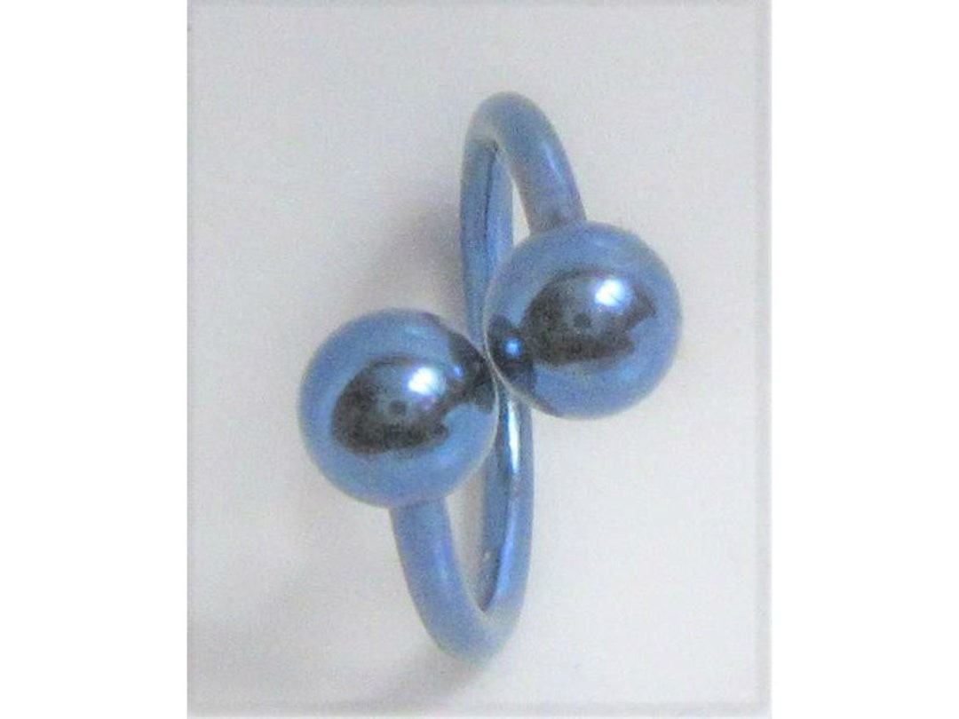 Clitoral Clitorial Clit Hood Bar VCH Vertical Dark Blue Hoop Twisted ...