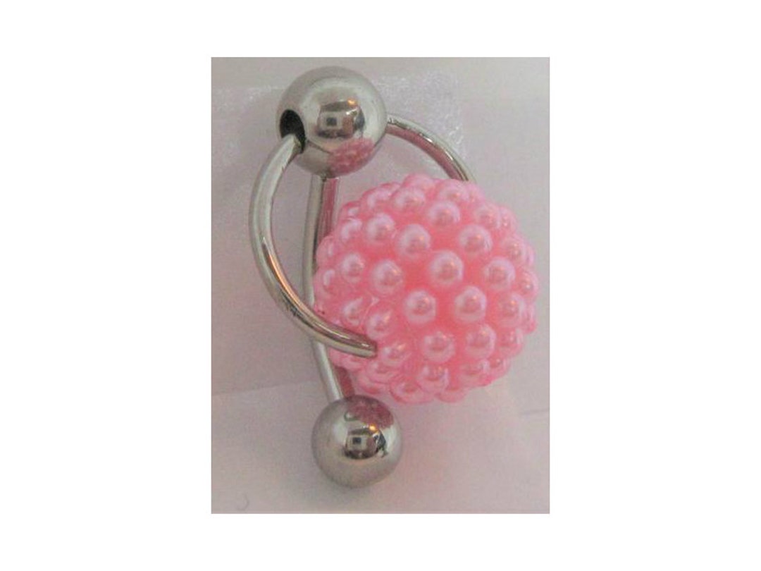 Clitoral Clitorial Clit Hood Bar VCH Vertical White Pink Bubble Pearl ...