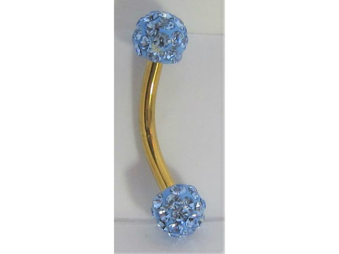 Clitoral Clitorial Clit Hood Bar VCH Vertical 14k Gold Barbell Blue ...