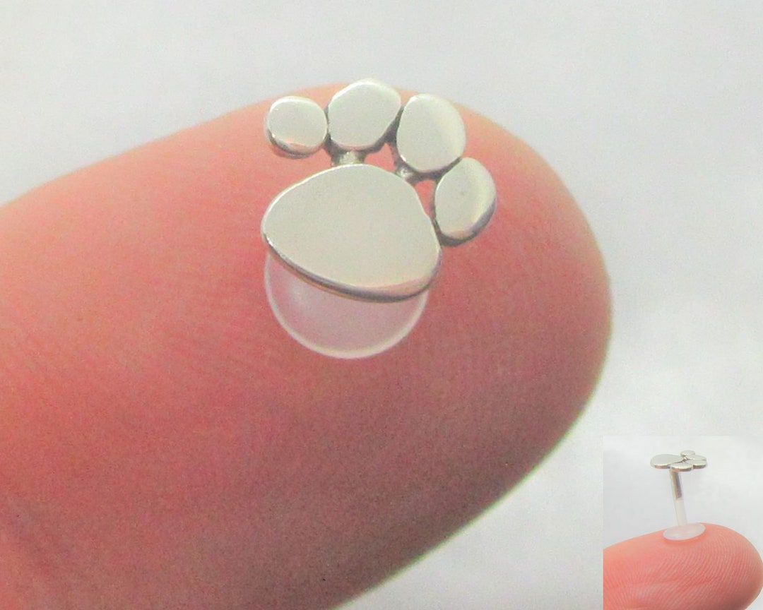 16G Dog Paw Ear Stud Hypoallergenic Dog Earring Ear Ring Bioplast Stud ...