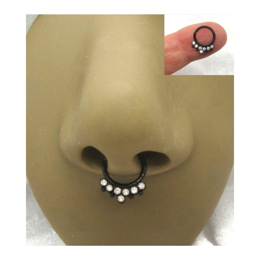 16G Black Septum Ring Hoop Surgical Steel 8mm Diameter 16g Septum ...