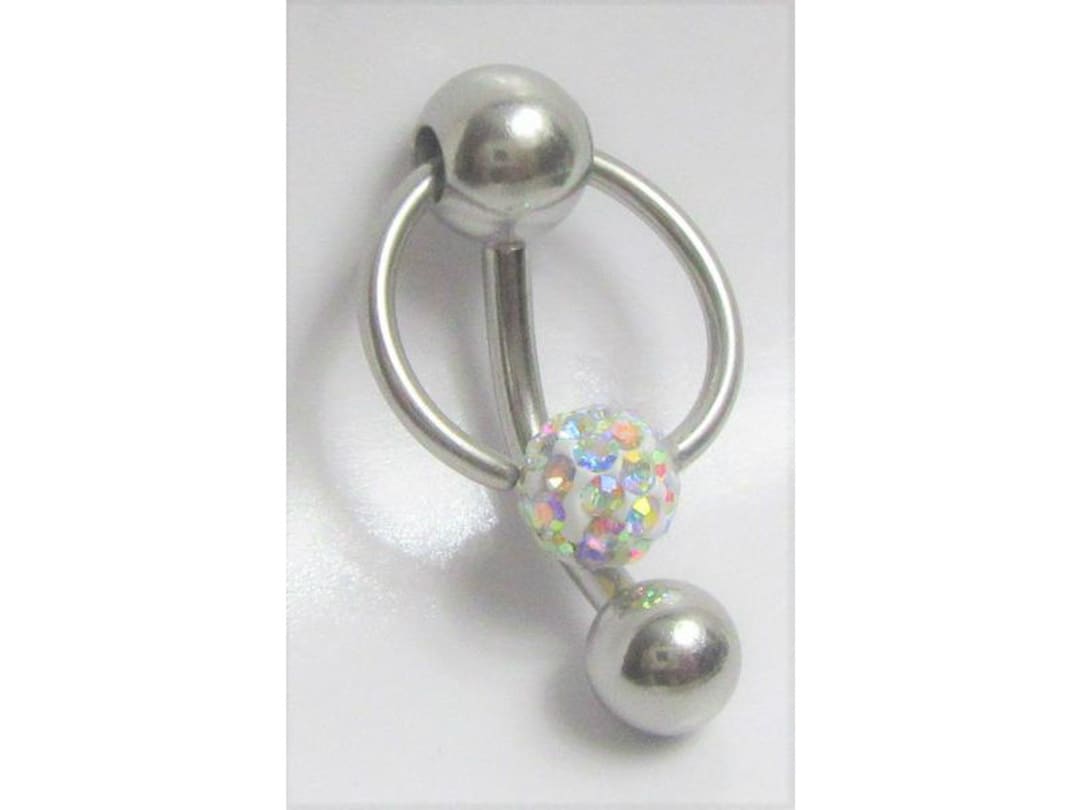 Clitoral Clitorial Clit Hood Bar VCH Vertical Surgical Steel Iridescent ...