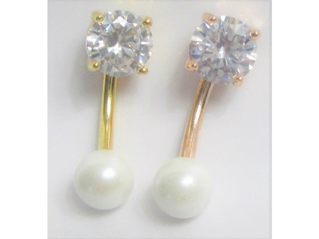 Clitoral Clitorial Clit Hood Bar VCH Vertical Gold Gem Crystal White ...