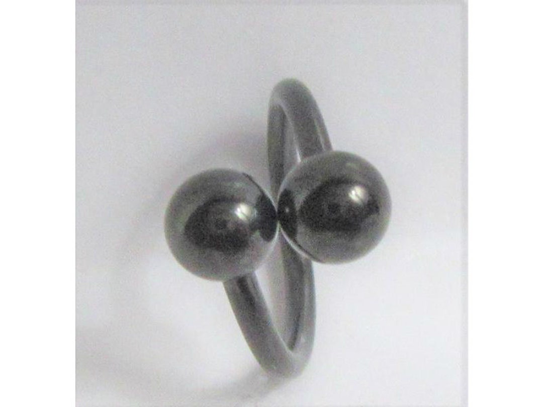 Clitoral Clitorial Clit Hood Bar VCH Vertical Black Hoop Twisted Balls ...