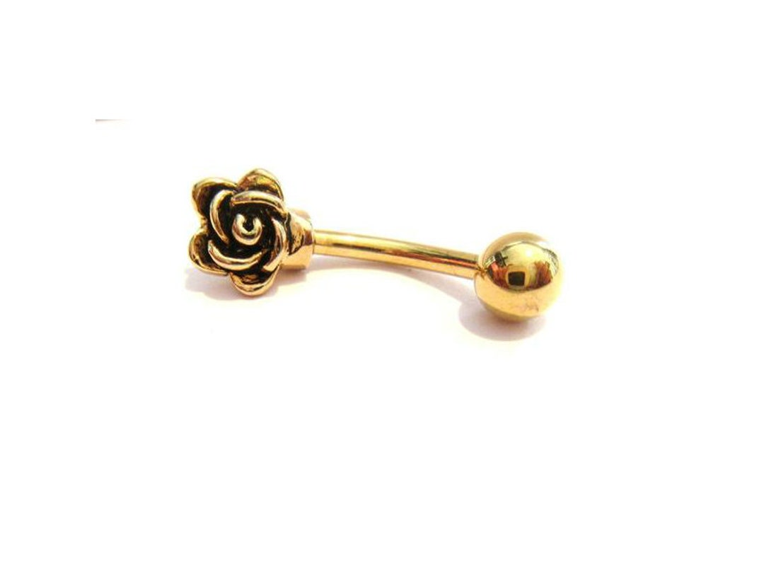 Clitoral Clitorial Clit Hood Bar VCH Vertical Gold Flower Curved ...