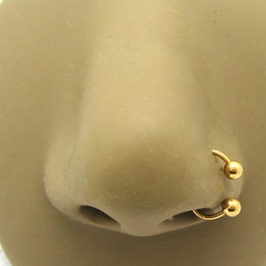 20G 18G 16G Silver Gold Black Double Ball Nose Hoop Ring Nose Nostril ...
