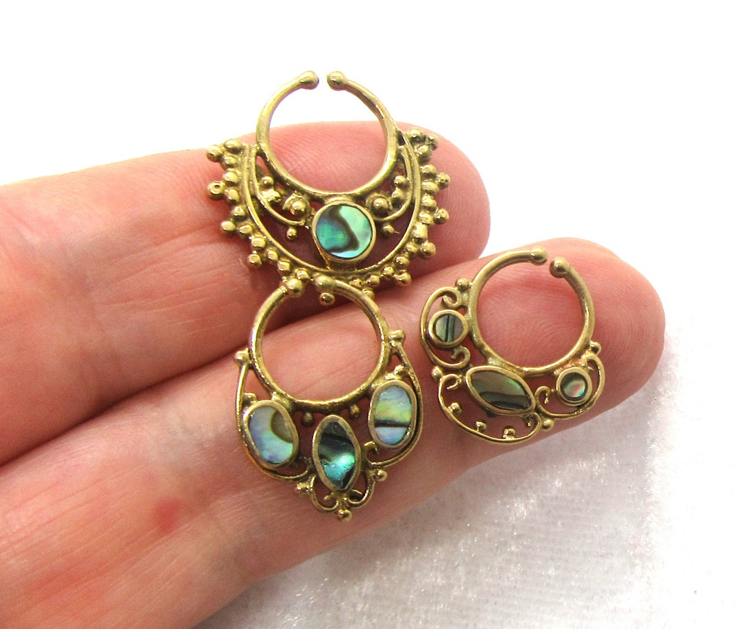Septum Ring Fake Septum Jewelry Abalone Nose Ring Faux Septum Hoop Ring ...