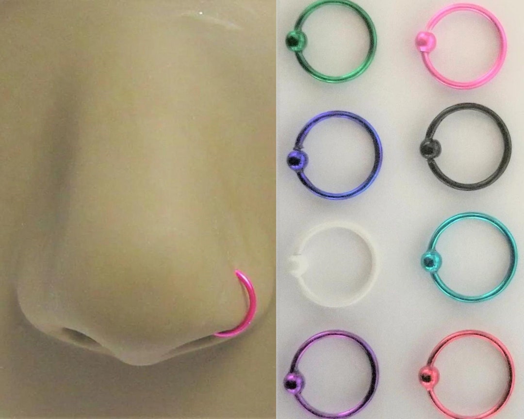 22G Small Nose Hoop Titanium Coated Nose Ring Nose Stud Nose - Etsy