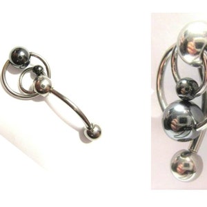 Clitoral Clitorial Clit Hood Bar VCH Vertical Stainless Steel Double Hoop Balls Dangle Barbell VCH Ring 14 Gauge Intimate Jewelry 1.6mm Etsy