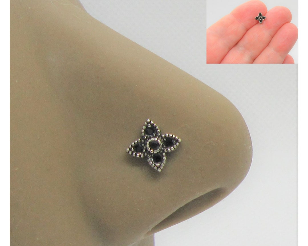 20G Black Star Nose Stud Nose Ring Nose Earring Nose Stud Sterling ...
