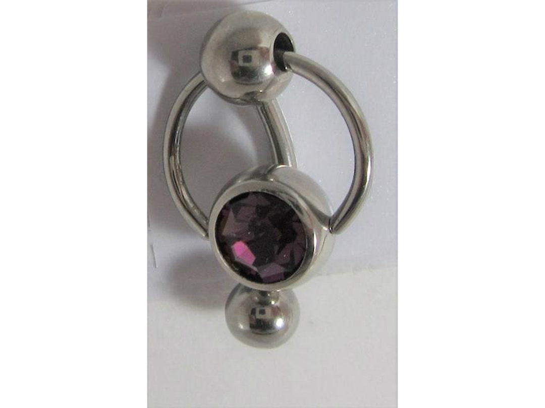 Clitoral Clitorial Clit Hood Bar VCH Vertical Dark Purple Crystal Big ...