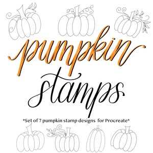 Set of 7 Pumpkin Stamps for Procreate | Halloween Stamps | Digital ...