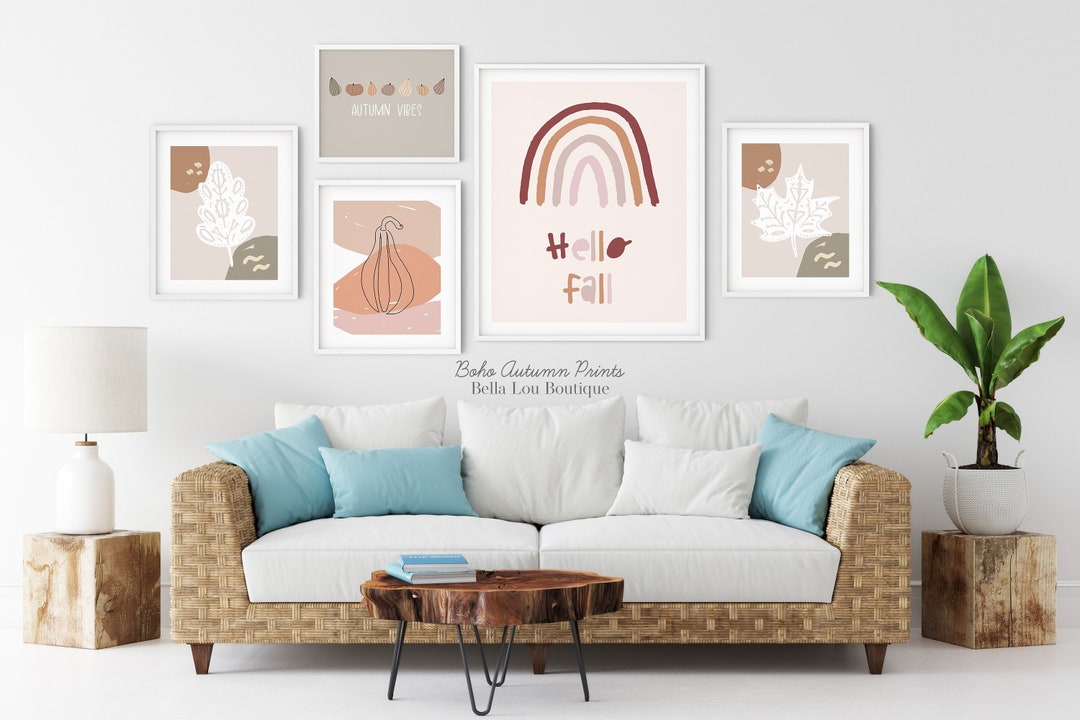 Fall Printable Bundle Gallery Wall Set of 10 Printables Boho Fall Leaf ...
