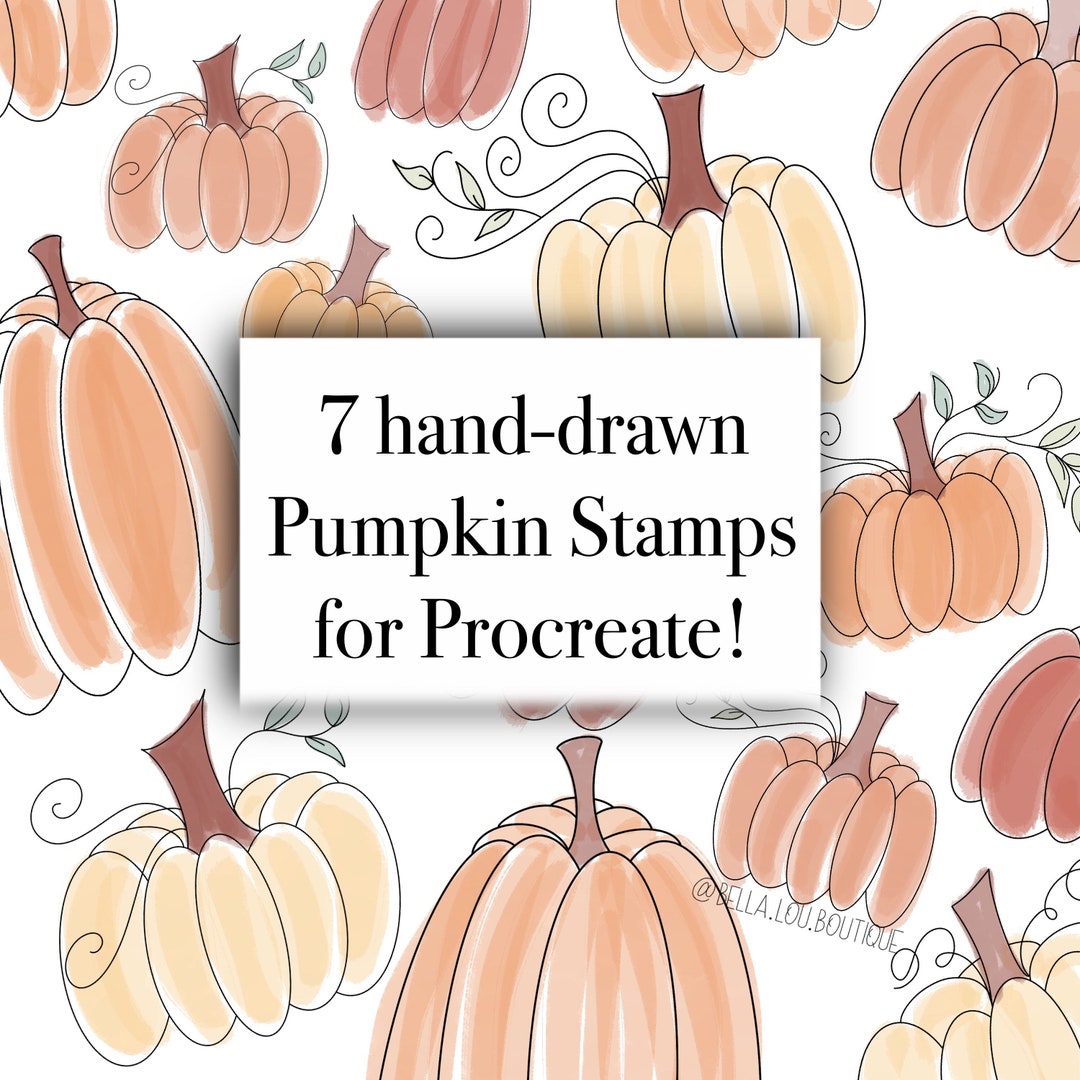 Set of 7 Pumpkin Stamps for Procreate | Halloween Stamps | Digital ...