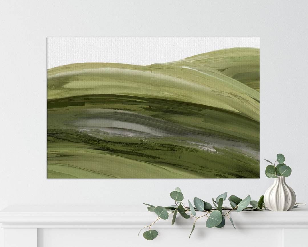 Fine Art Canvas | Grassy Hills | Green Landscape | Digital Painting ...