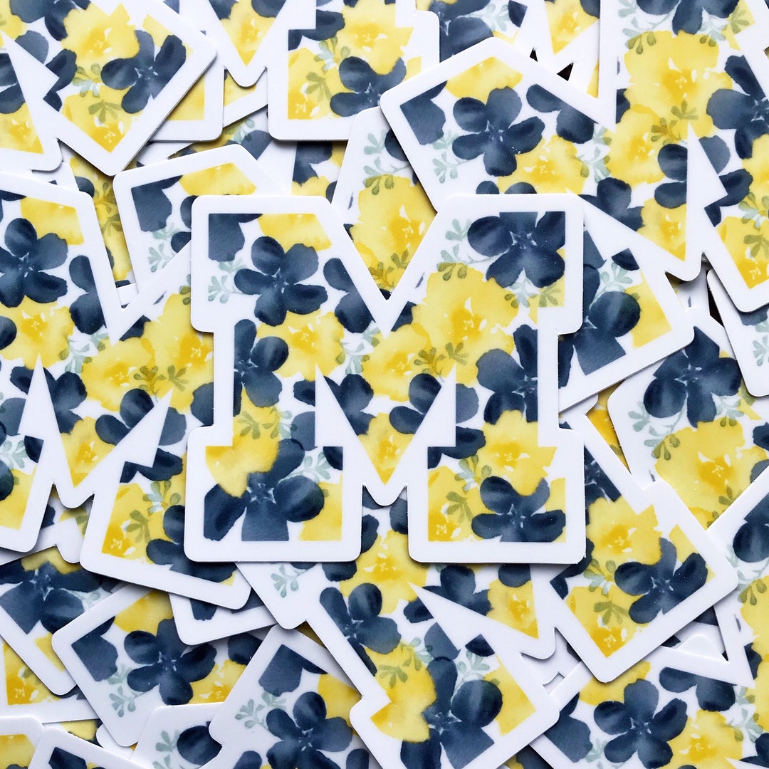 Floral Letter M Sticker: Watercolor Flower Vinyl Decal - Etsy
