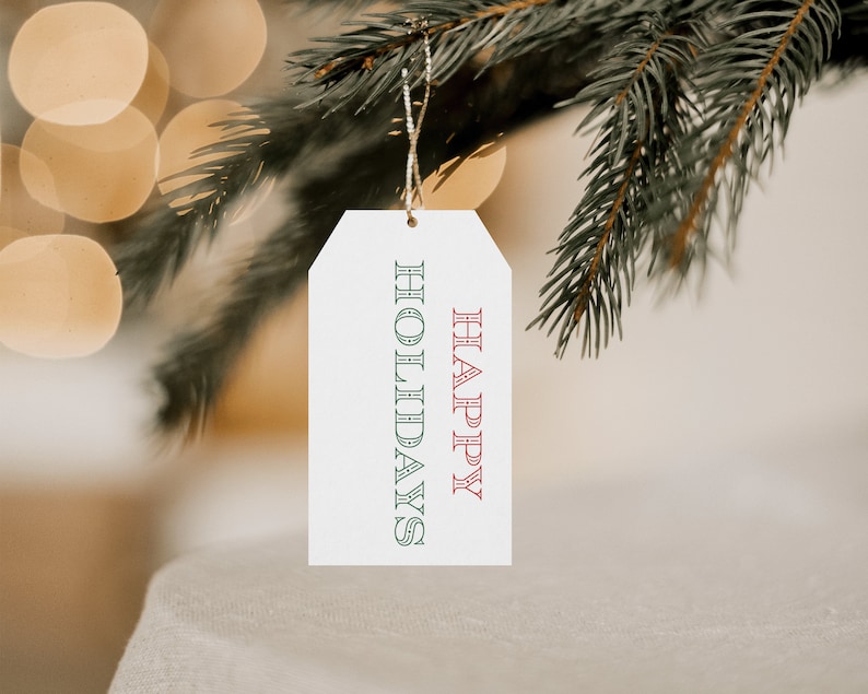 Printable Gift Tags Happy Holidays Gift Tags Instant - Etsy