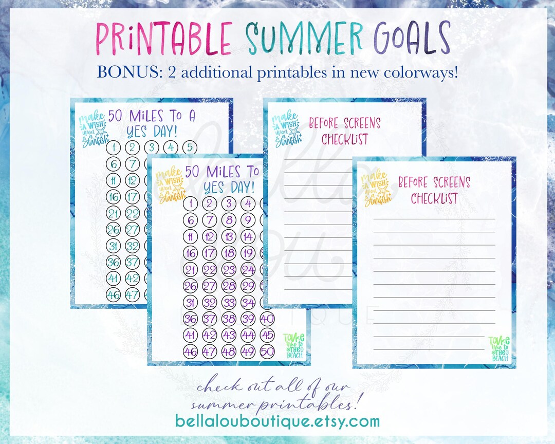 2025 Printable Summer Goals for Kids | Yes Day Walking Chart | Screens ...