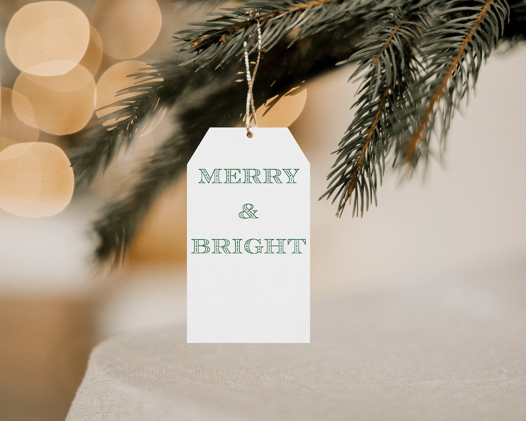 Merry & Bright Christmas Gift Tags | Printable Wine Tags (digital ...
