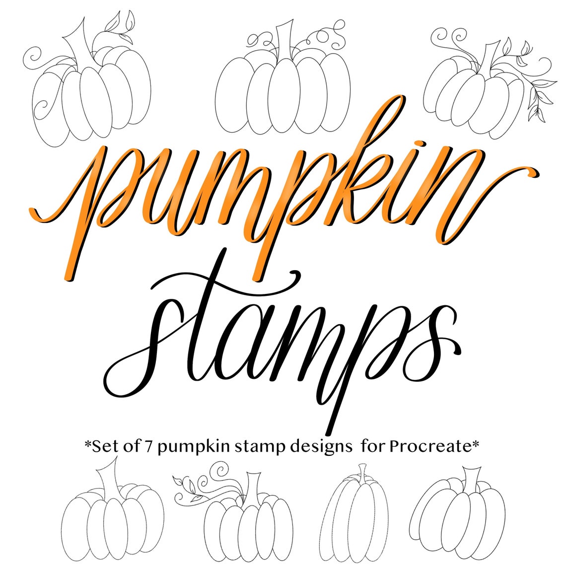 Set of 7 Pumpkin Stamps for Procreate Halloween Stamps - Etsy