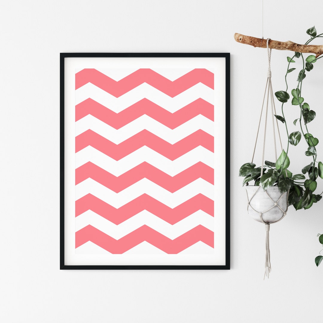 Pink Chevron Pattern Poster: Modern Wall Art Print - Etsy