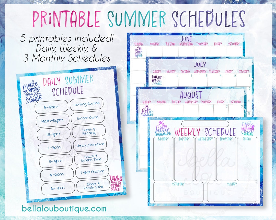 2024 Printable Summer Schedules for Kids Daily, Weekly, and Monthly ...