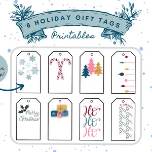 Holiday Gift Tags Instant Download | Christmas Doodles | Set of 16 ...