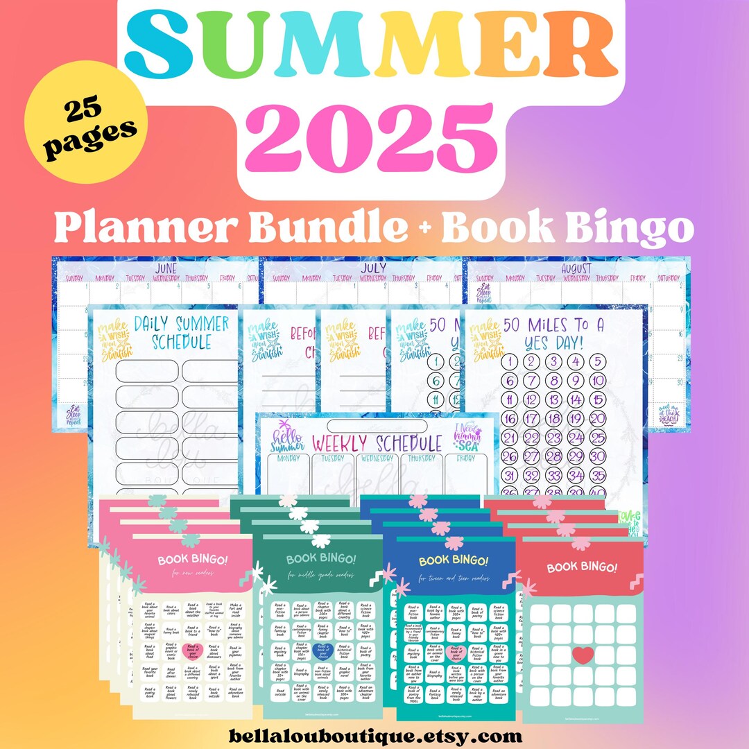 2025 Summer Planner Bundle: Kids Daily, Weekly Schedules + Book Bingo ...
