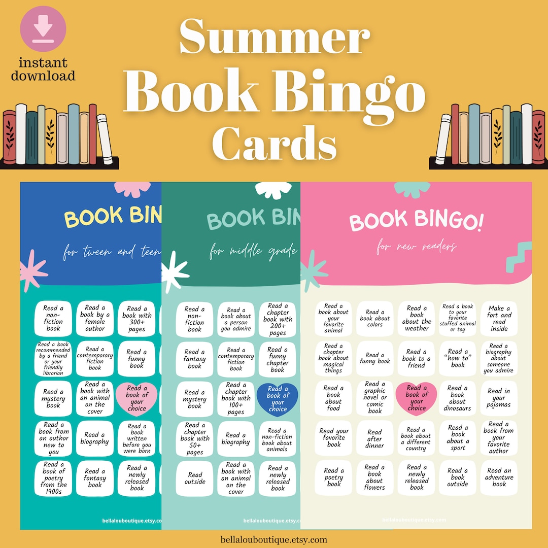 Summer Reading Bingo Cards | Instant Download Book Bingo | Printable ...